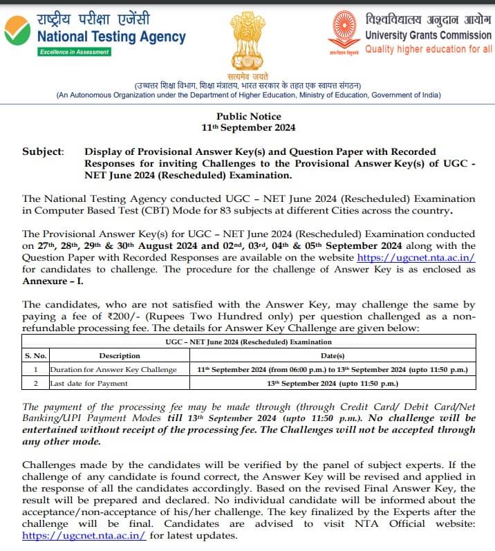 UGC NET Answer Key 2024 Out for All Days: Download Subject Wise Provisional Answer Key PDF Here ...
